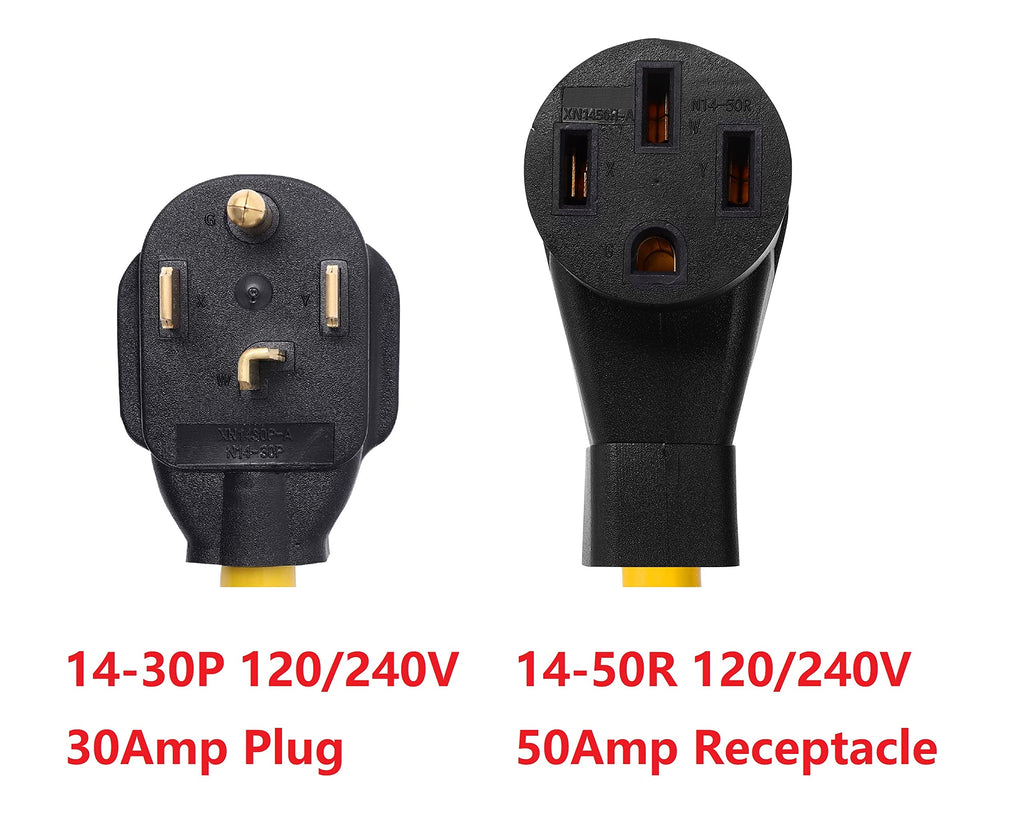 NEMA 14-30P to 14-50R 120V/240V 30 Amp 4 Prong Male Plug to 50 Amp 4 P — ONETAK