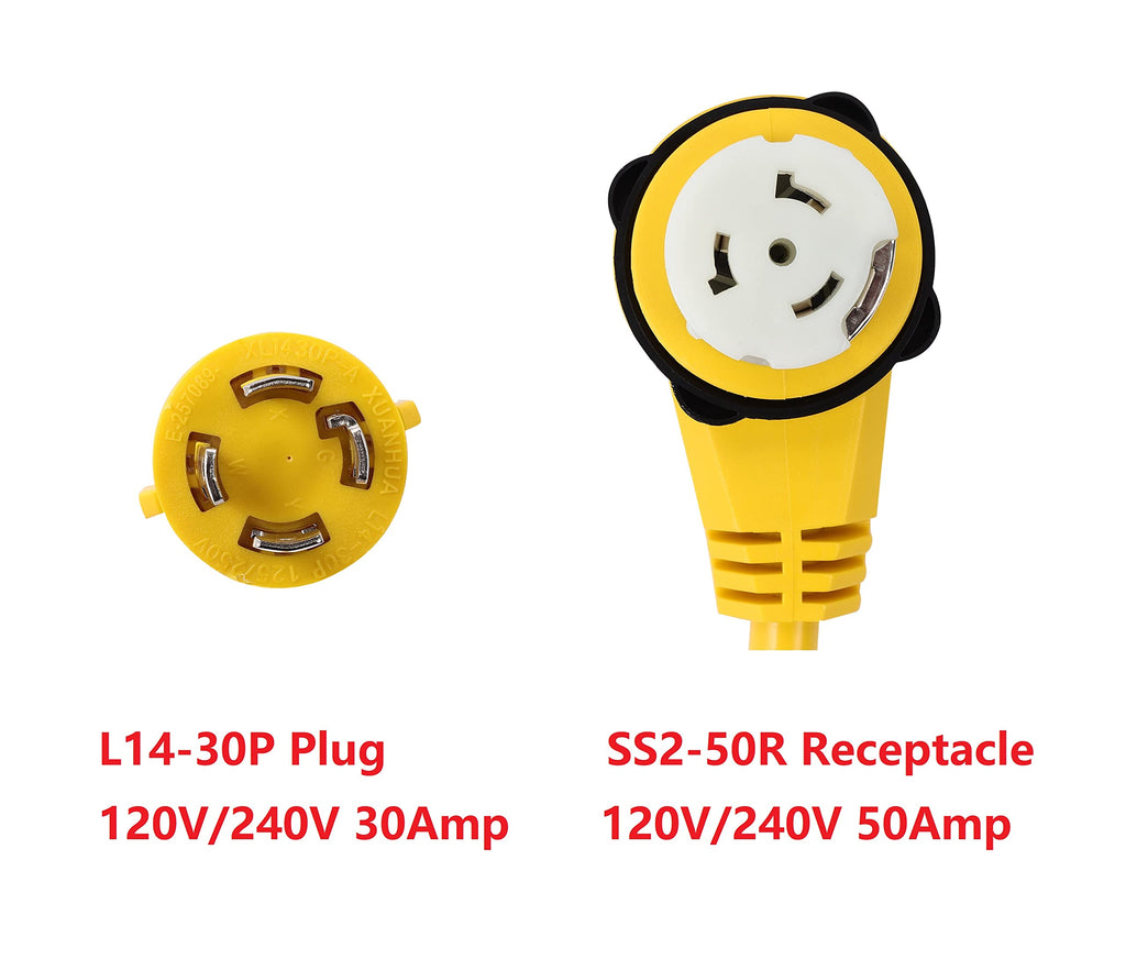 ONETAK L14-30P to SS2-50R 1.5FT Right Angle 90 Degree 120V/240 30 Amp