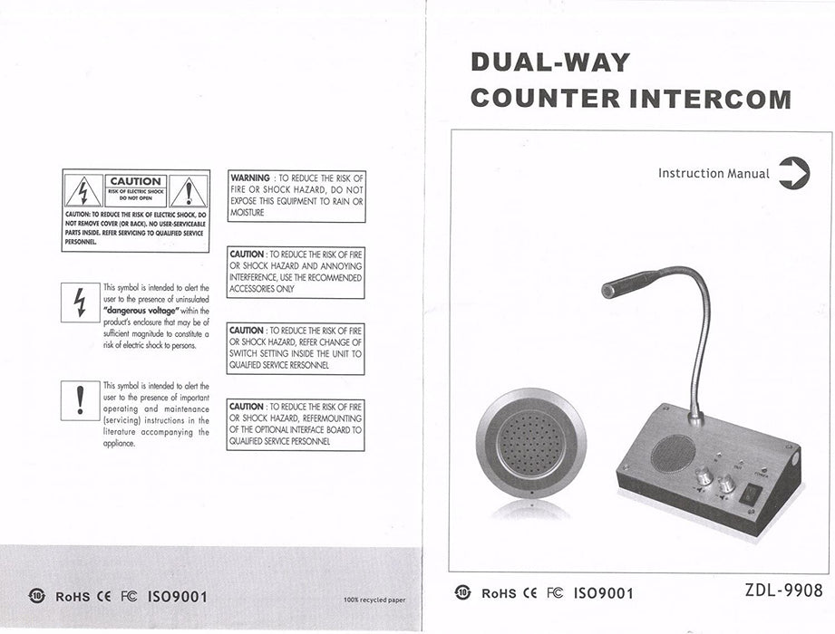 Bank Counter Window Intercom System Dual-way Intercommunication Microp ...