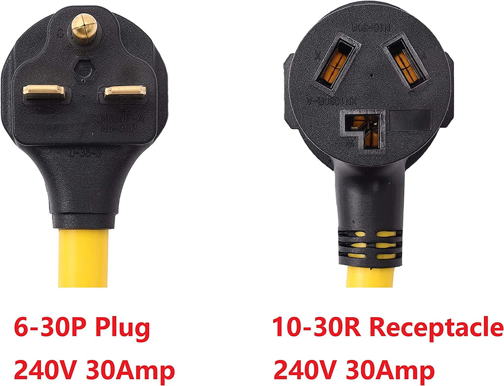 ONETAK NEMA 6-30P to 10-30R 240V 30 Amp 3 Prong Male Plug to 3 Prong F