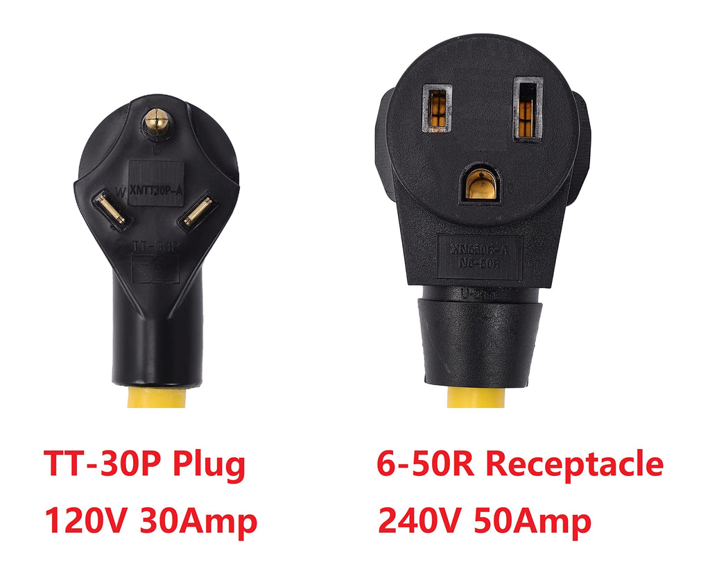 ONETAK NEMA TT-30P to 6-50R 120V 30 Amp 10 AWG 3 Prong Male Plug to 3