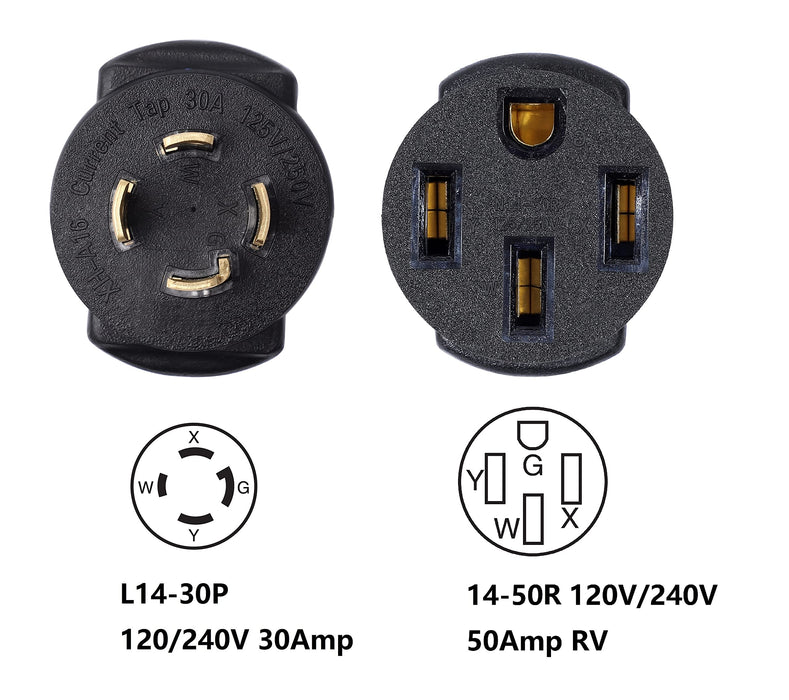 ONETAK NEMA L14-30P to 14-50R 120V/240V Compact 30 Amp Twist Lock 4 Pr